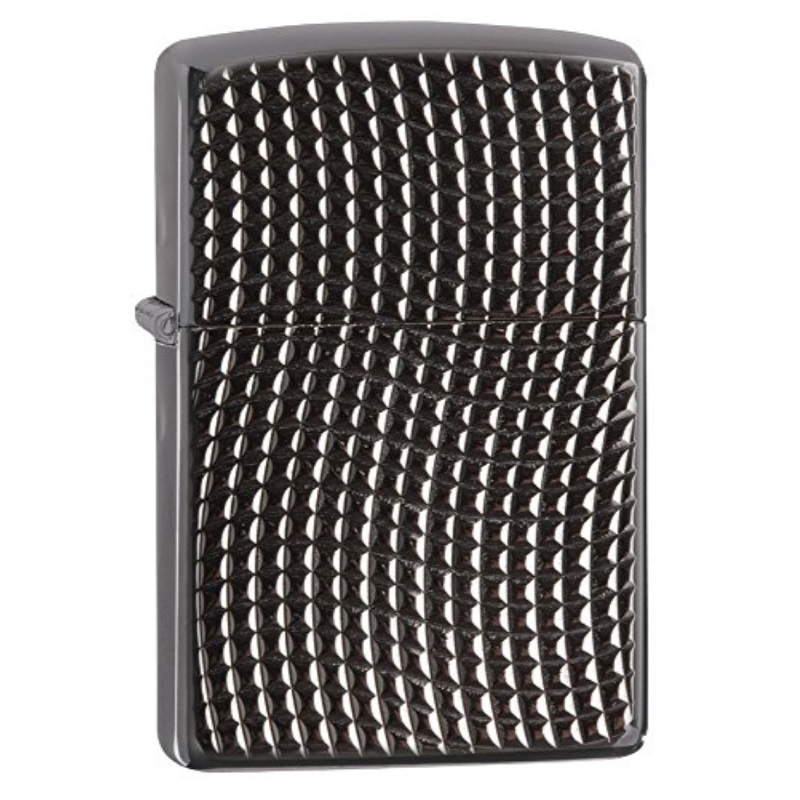 Zippo Armor Brite Cut High Polish Black Ice Squares Pocket Lighter